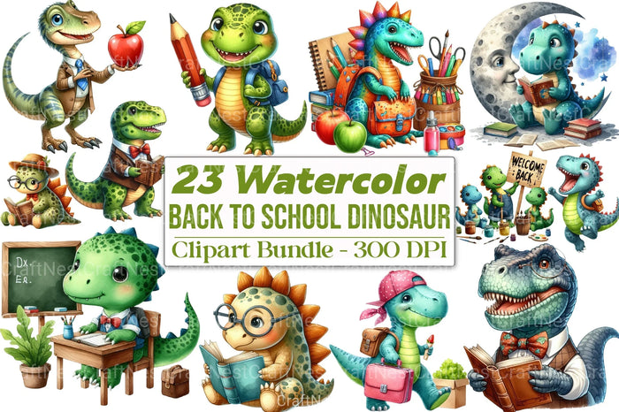 Dinosaur Back to School Clipart Bundle