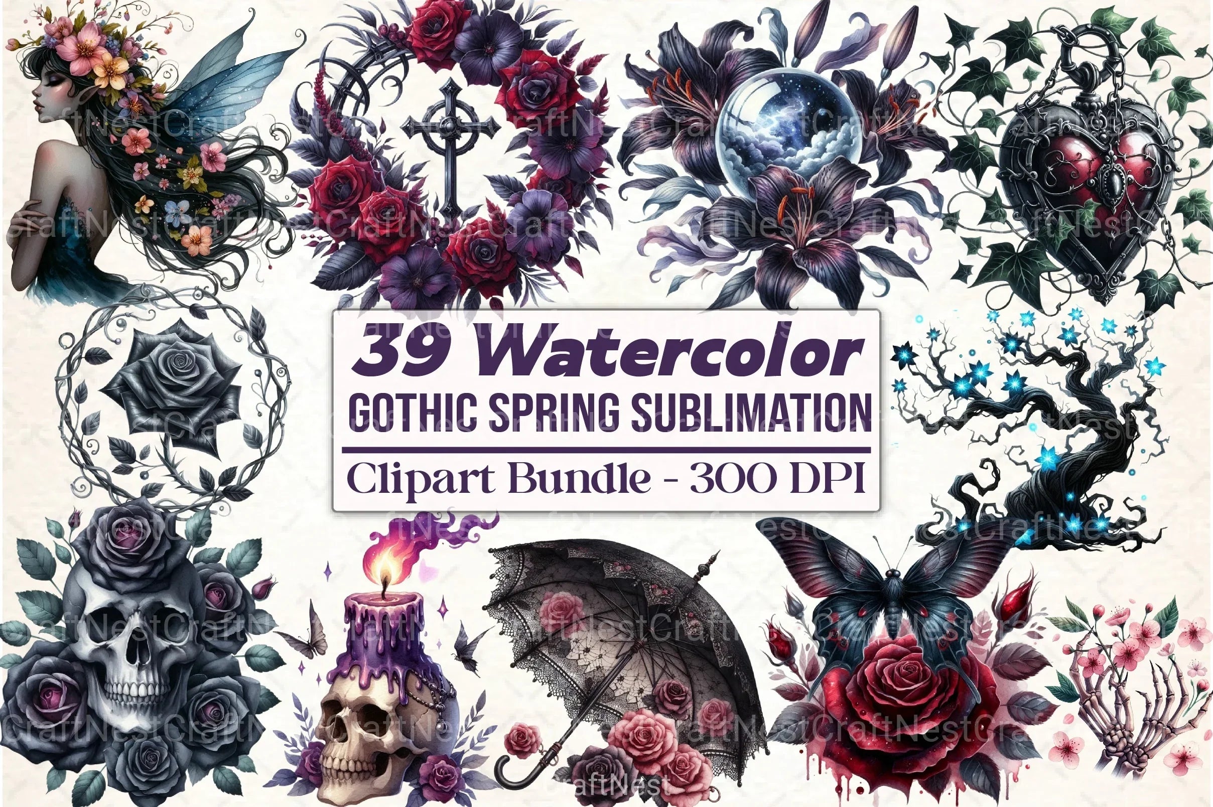 Gothic Spring Clipart Bundle