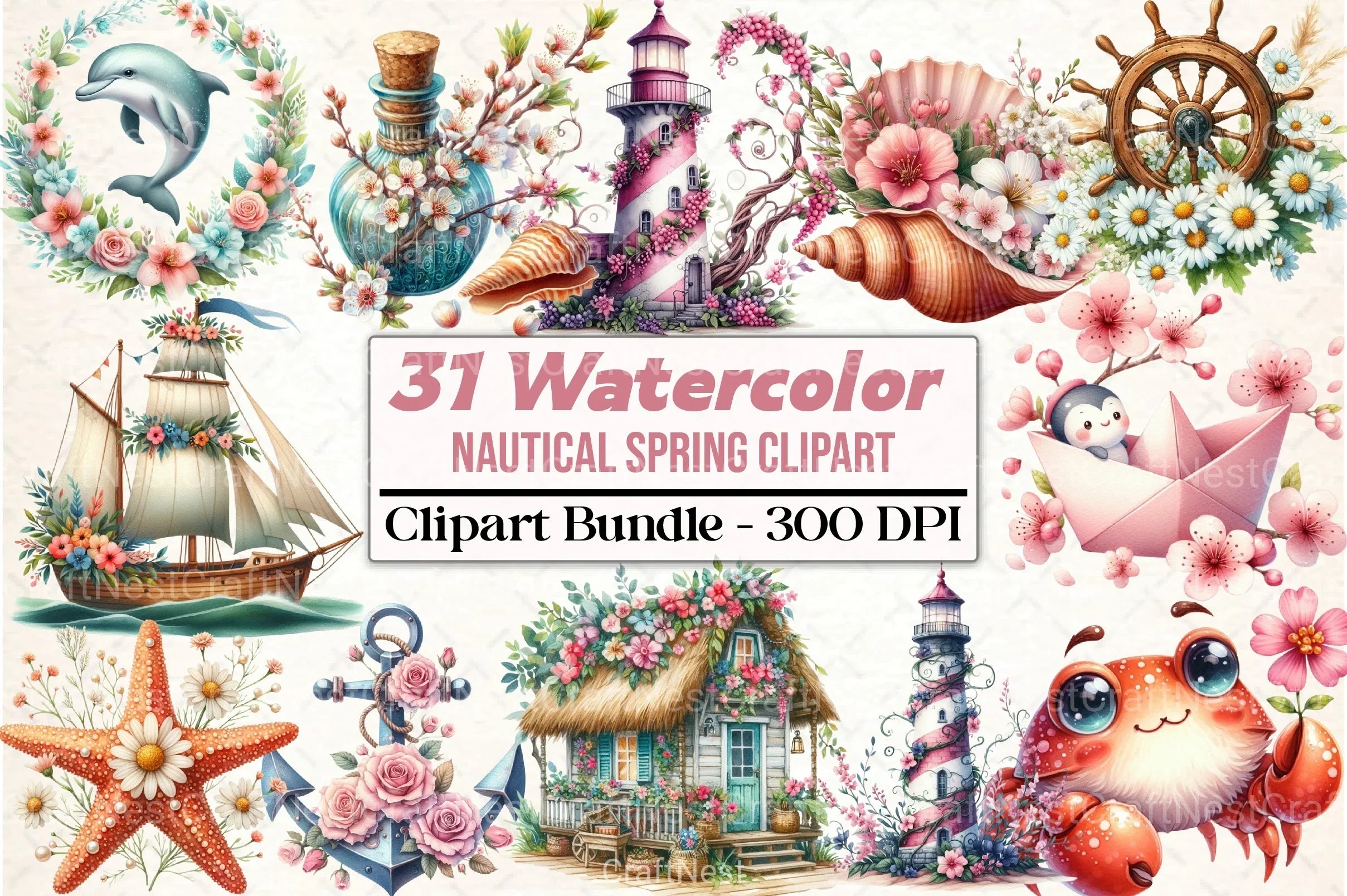 Nautical Spring Clipart Bundle