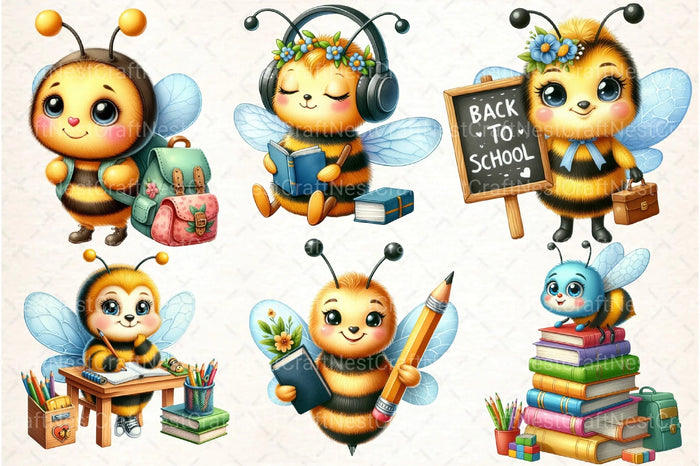 Back to School Bee Clipart Bundle