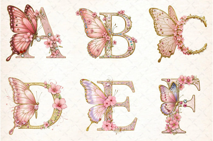 Butterfly Alphabet Clipart Bundle