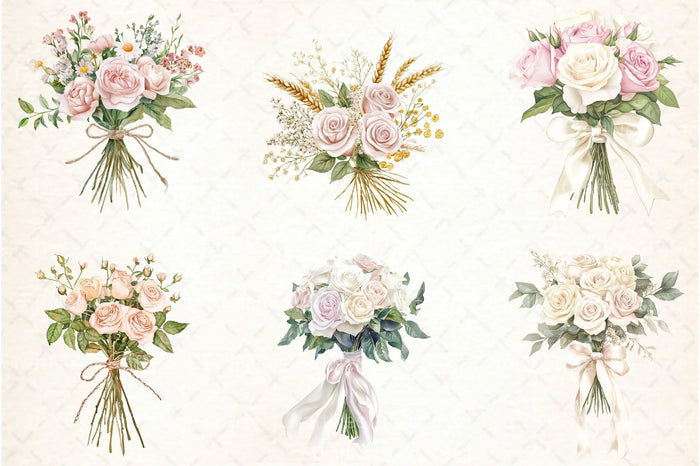 Boho Roses Clipart Bundle