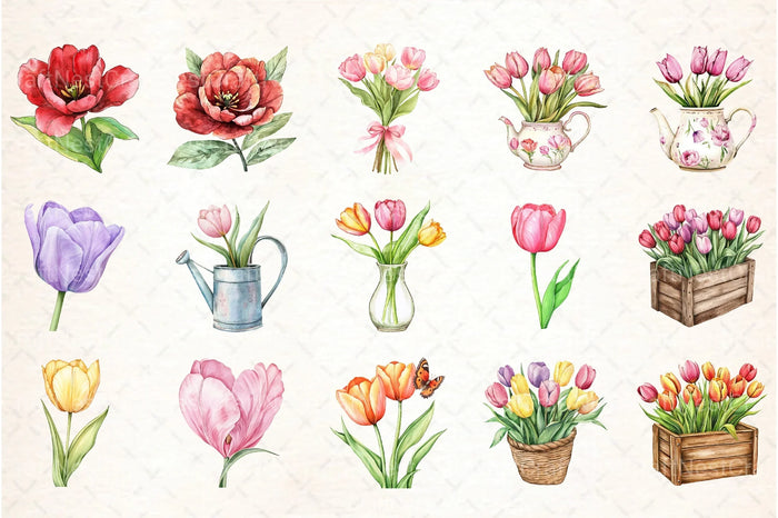 Spring Tulips Clipart Bundle