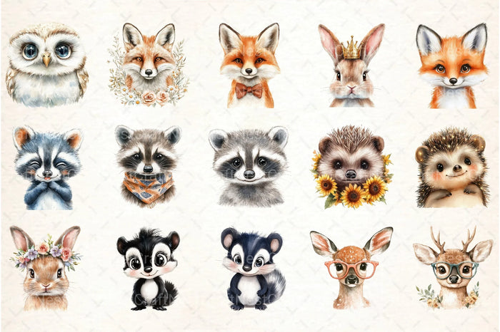 Animal Face Clipart Bundle