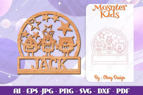 Monsters Kids Name Sign Lasercut SVG Bundle
