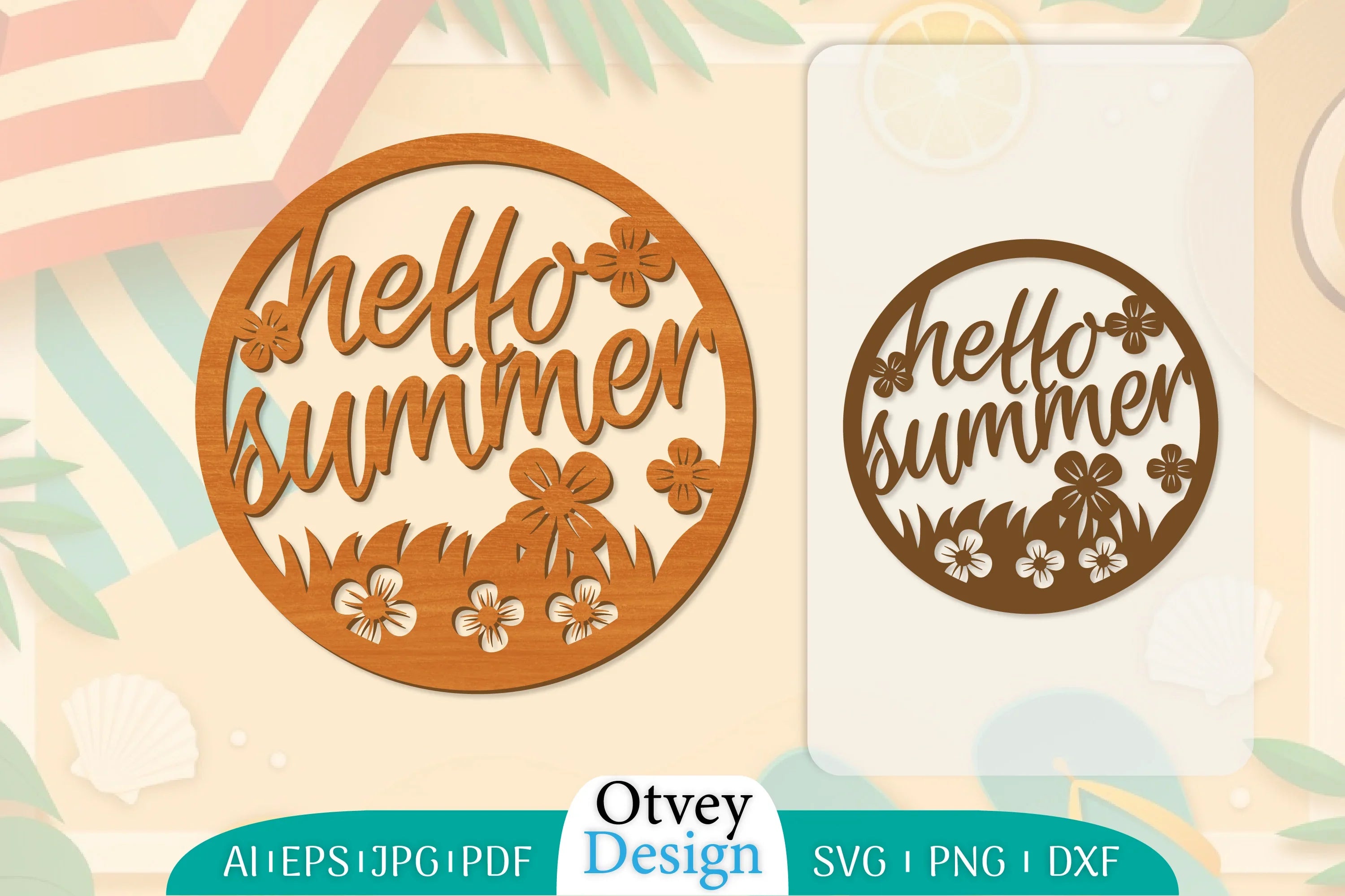Hello Summer Round Lasercut SVG Bundle