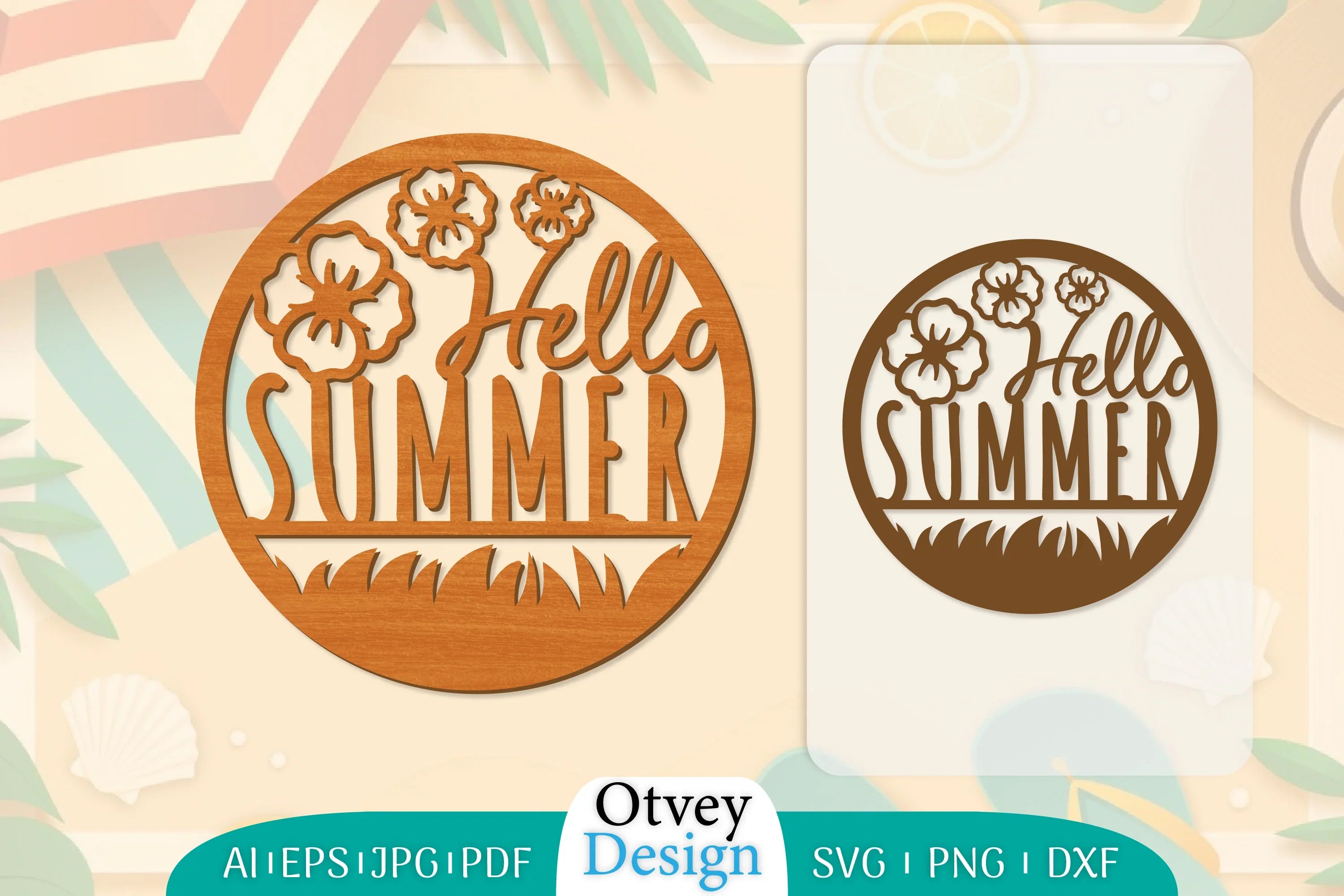 Hello Summer Round Lasercut SVG Bundle