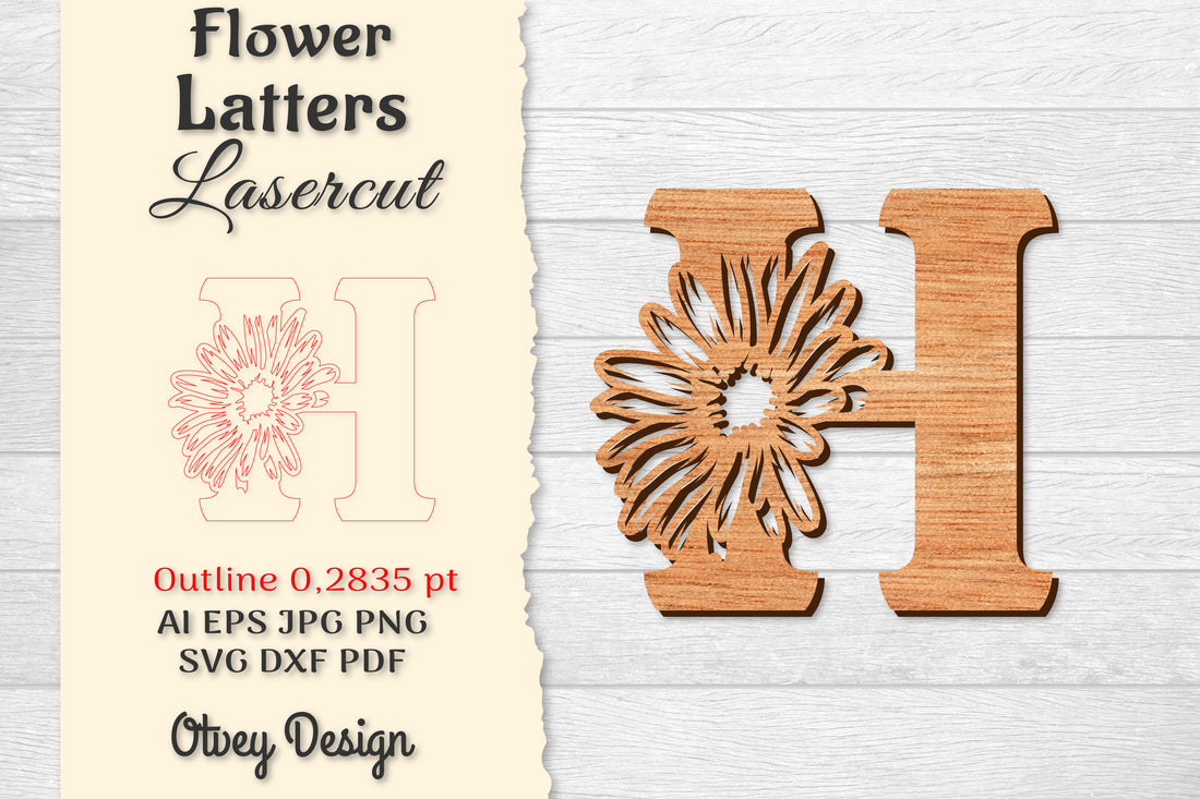 Flower Letters Laser Cut File SVG Bundle