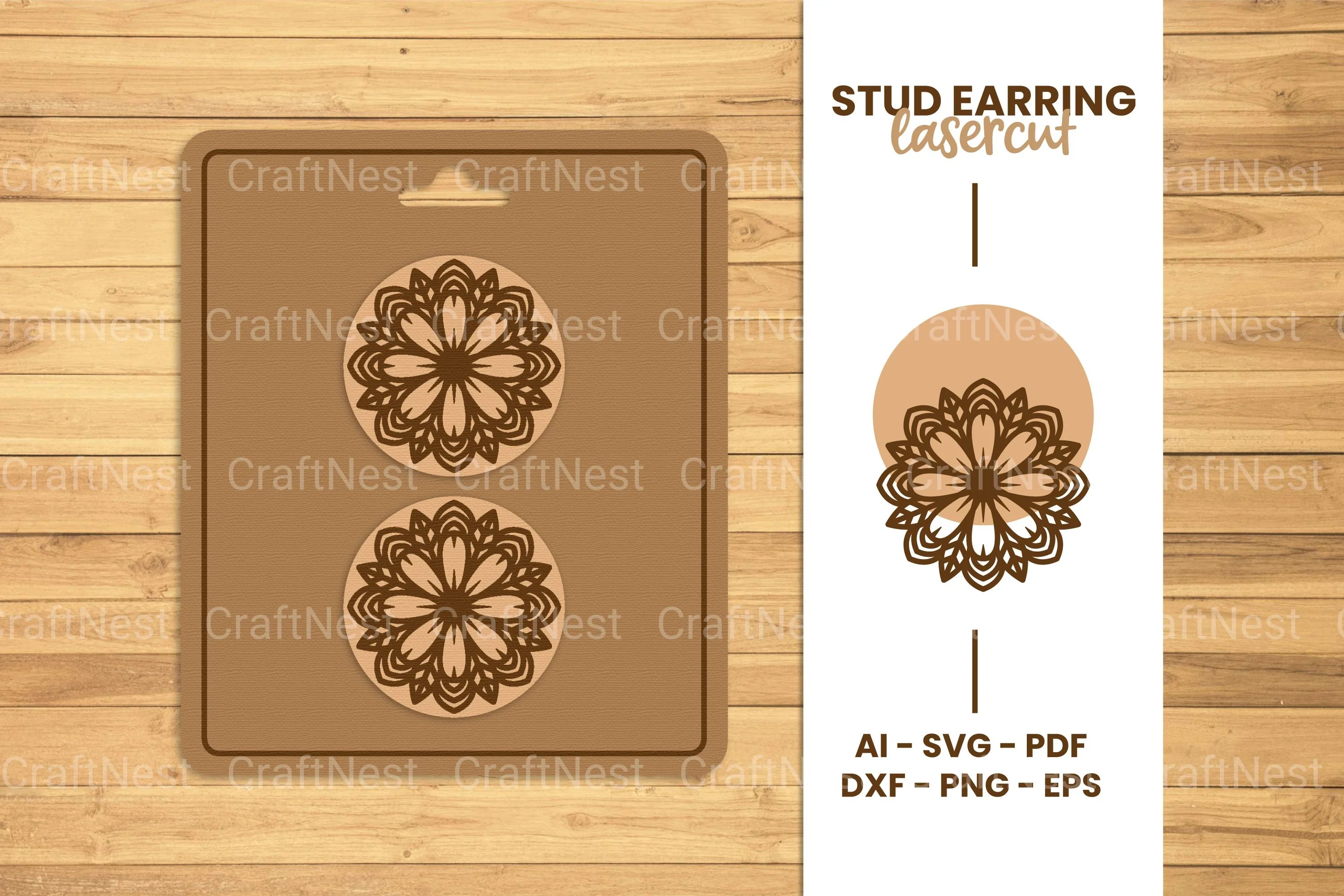 Mandala Stud Earring Lasercut SVG Bundle