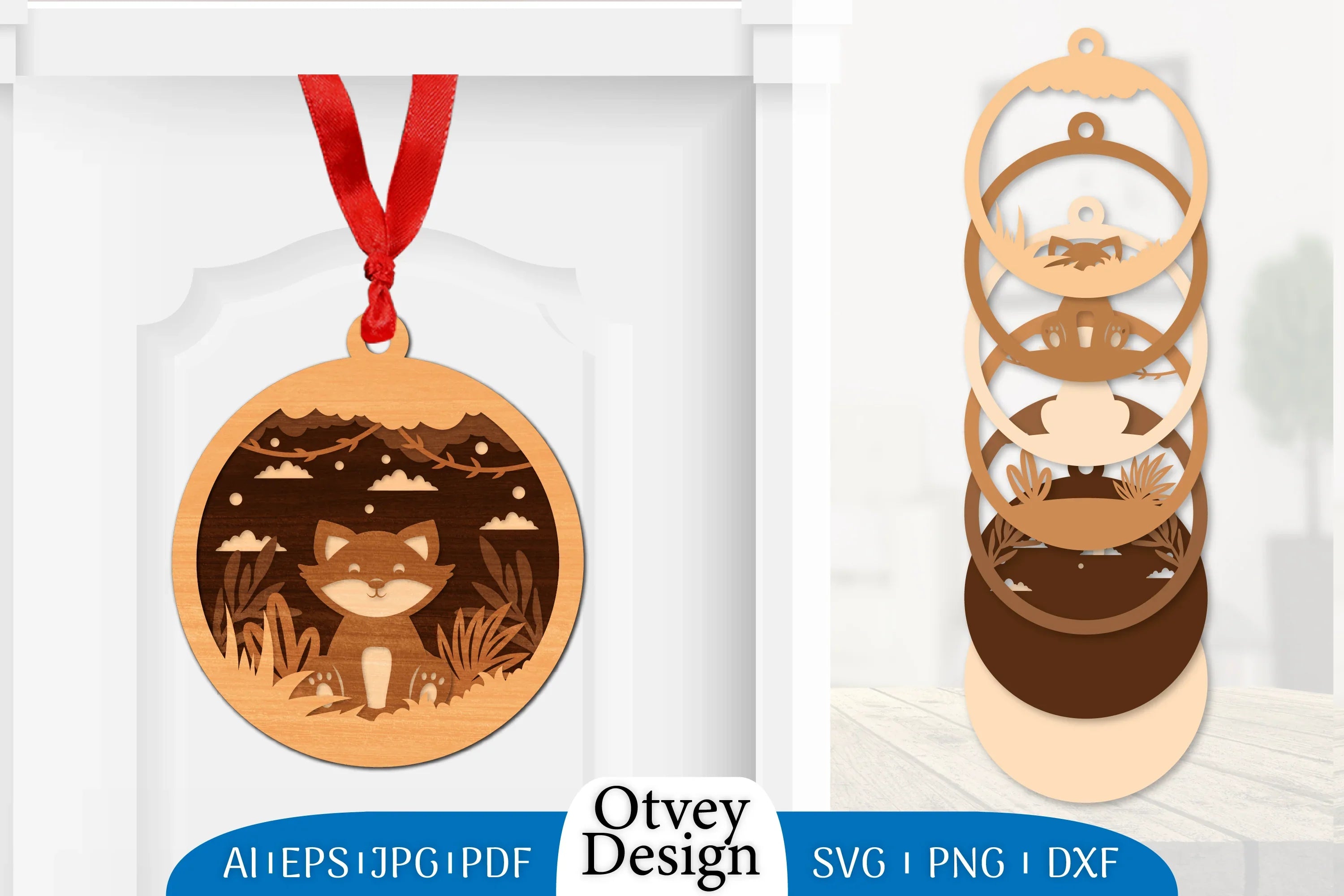 3D Animal Ornament Layered Lasercut SVG Bundle