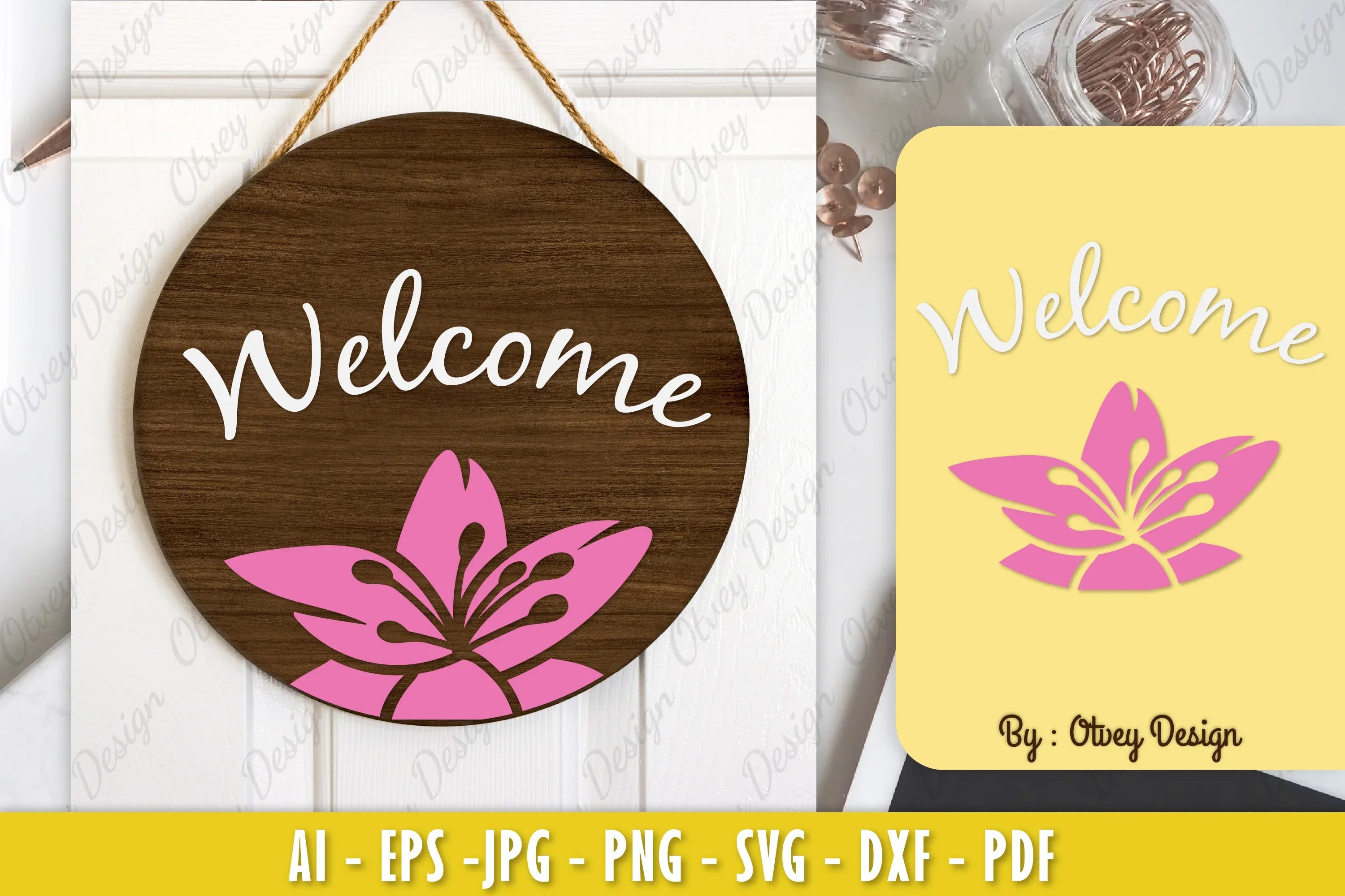Lily Flower Welcome Sign SVG Bundle