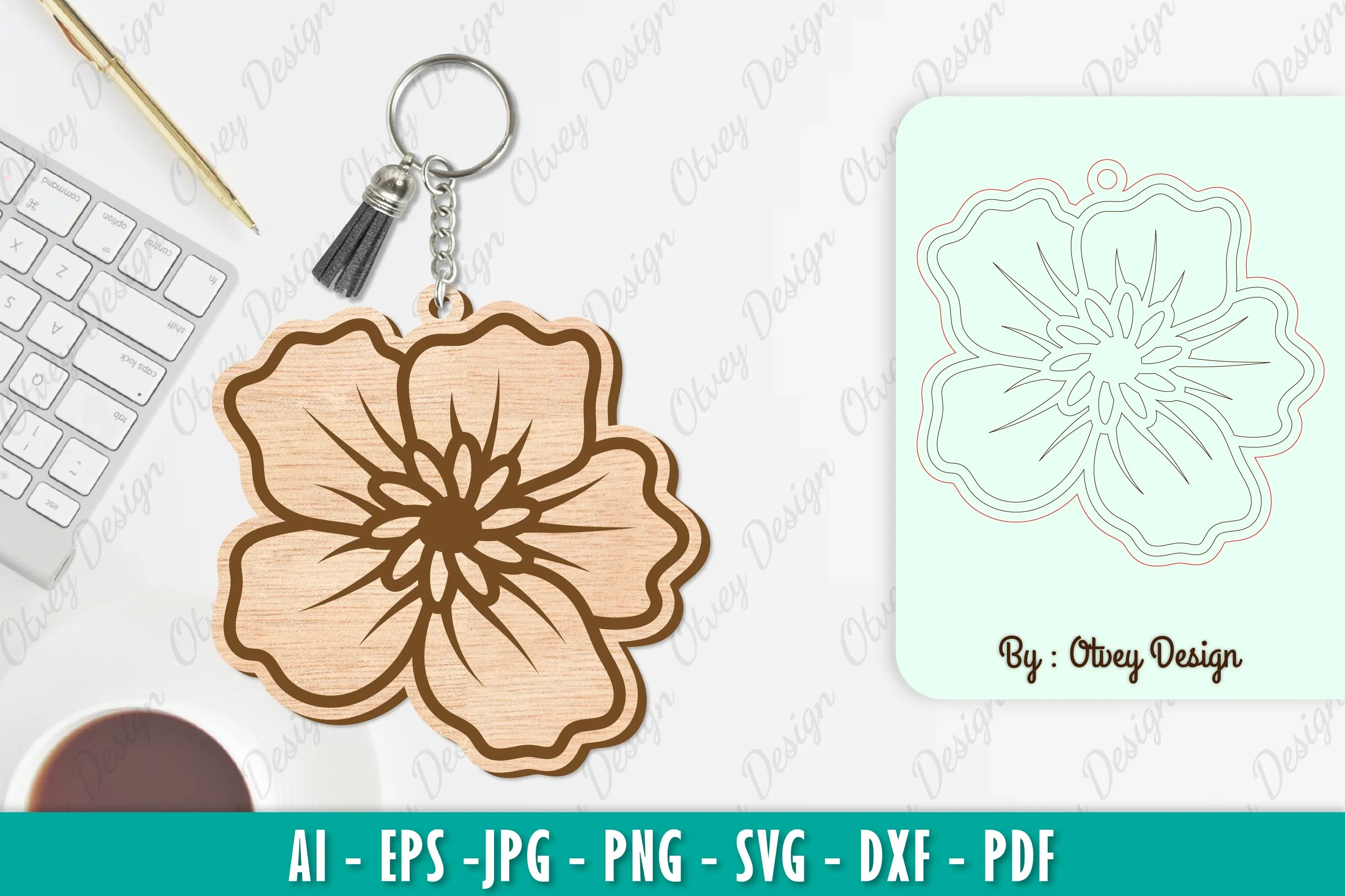 Flower Keychain SVG Bundle