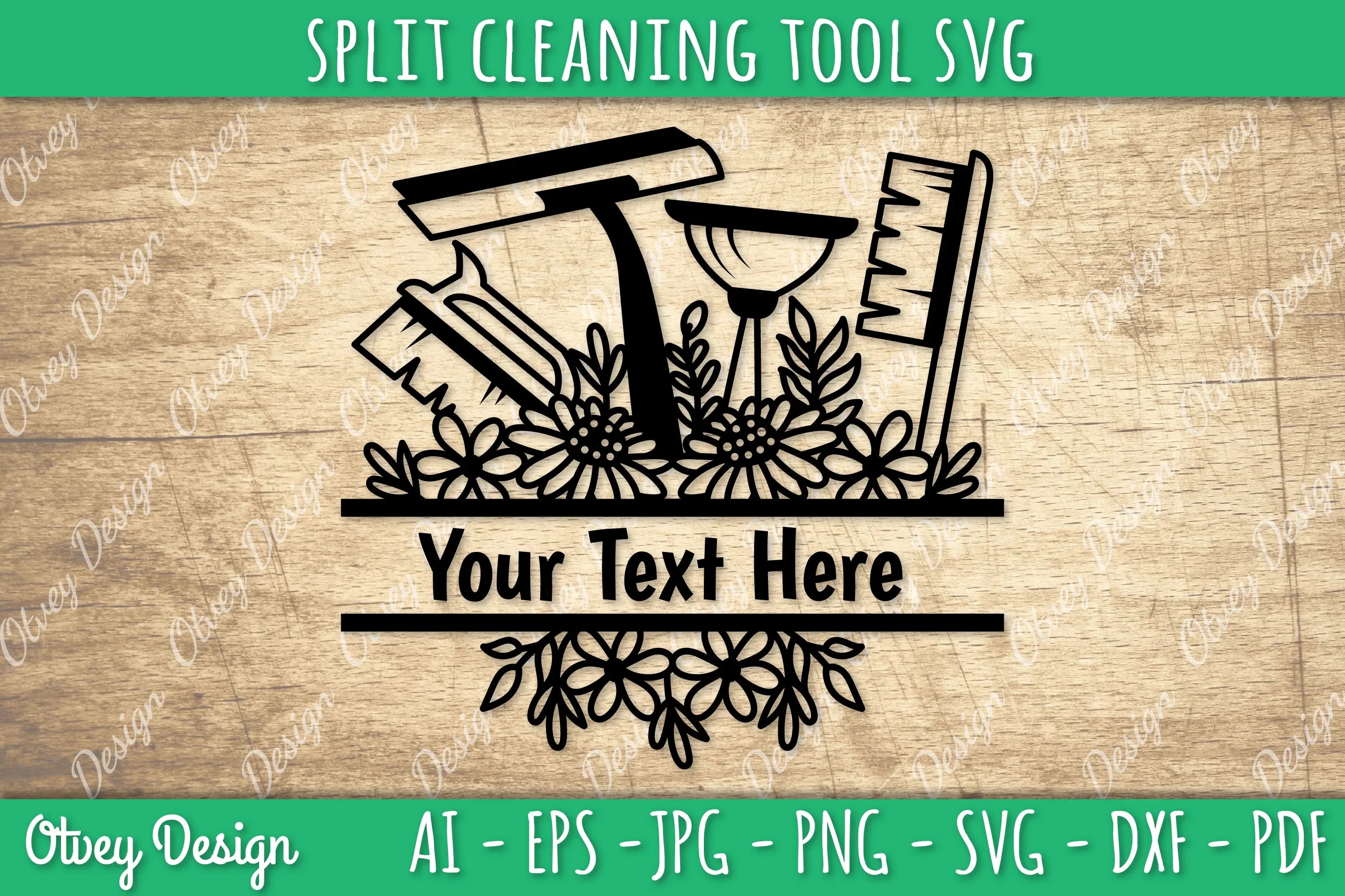 Split Monogram Cleaning Tool SVG Bundle