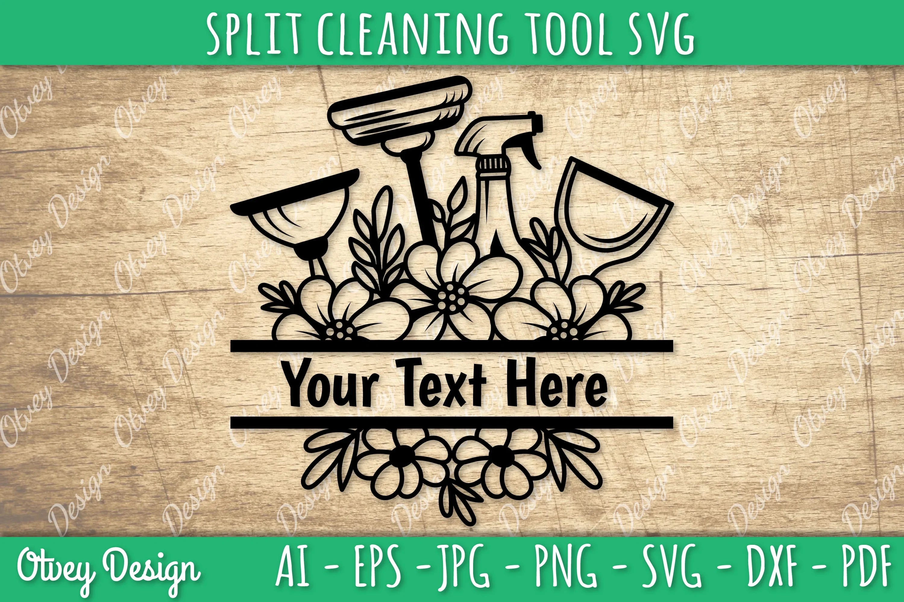 Split Monogram Cleaning Tool SVG Bundle