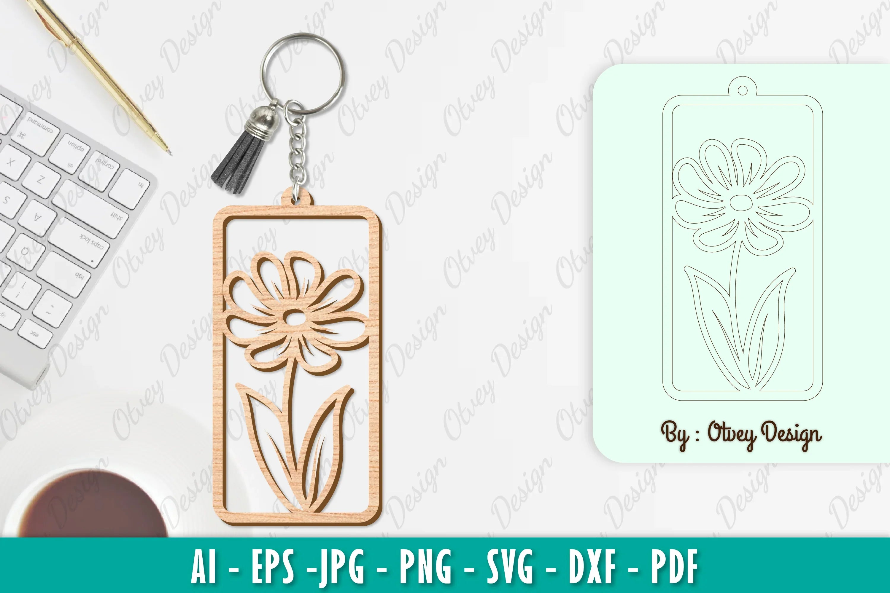 Flower Keychain SVG Bundle