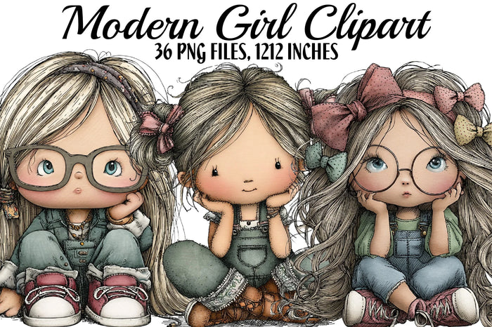 Modern Girl Clipart Bundle