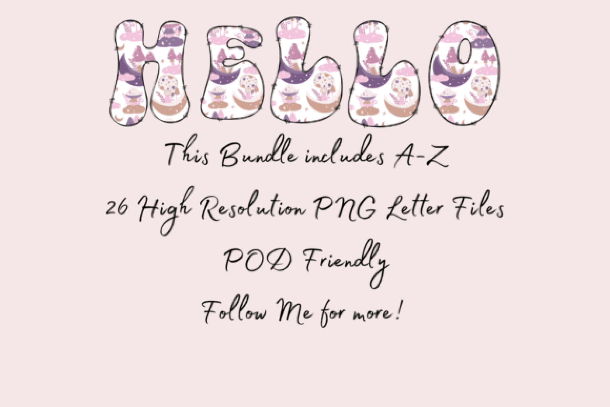 Groovy Mushroom Alphabet Clipart Bundle