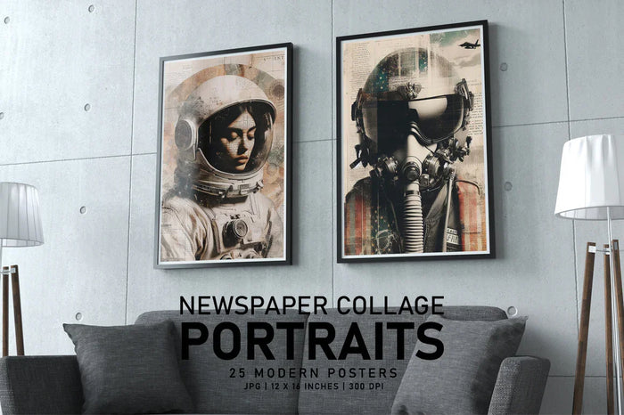 Newspaper Collage Portraits