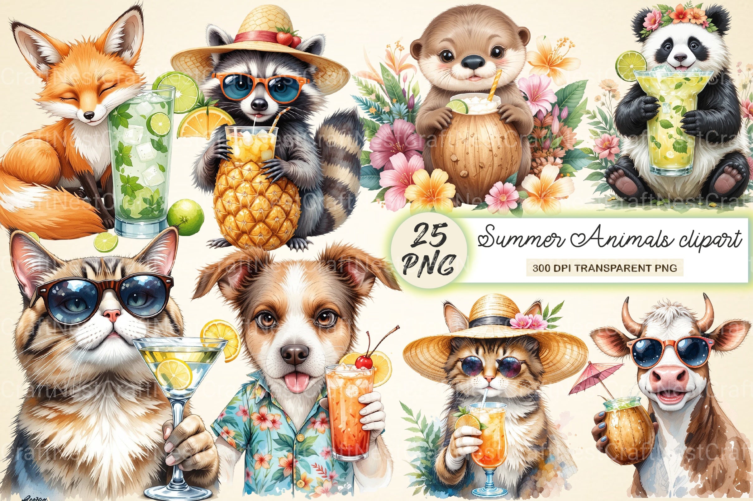 Summer Animals Clipart Bundle