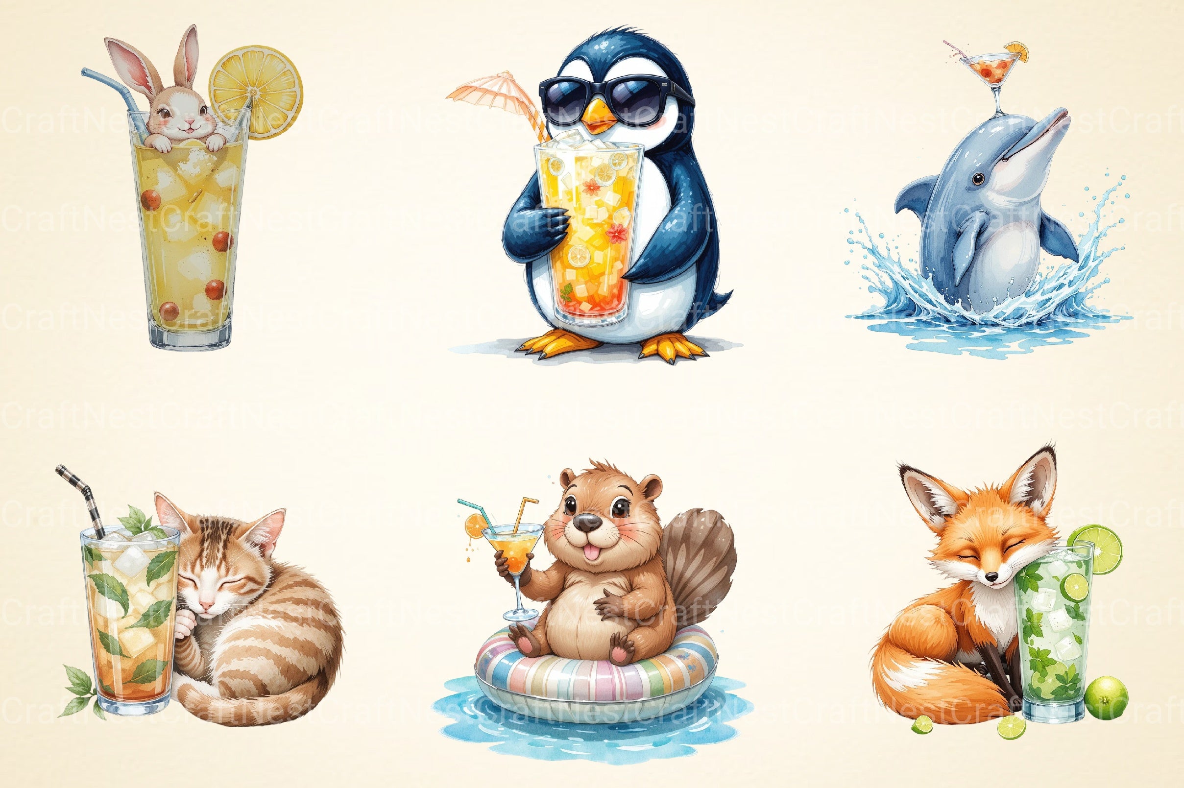 Summer Animals Clipart Bundle