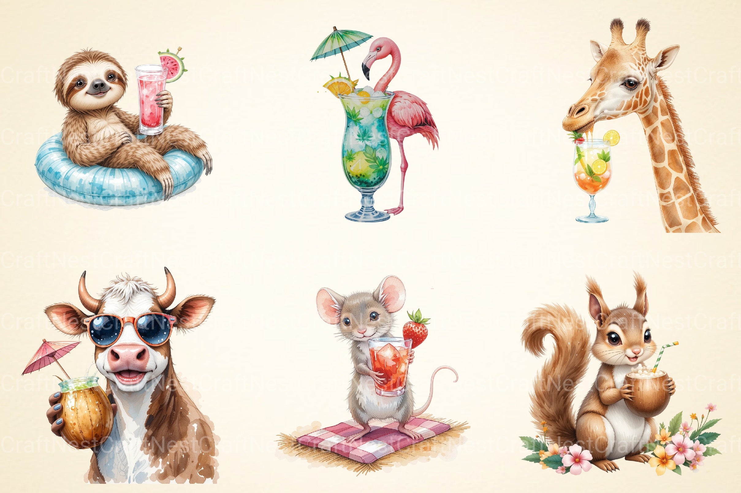 Summer Animals Clipart Bundle