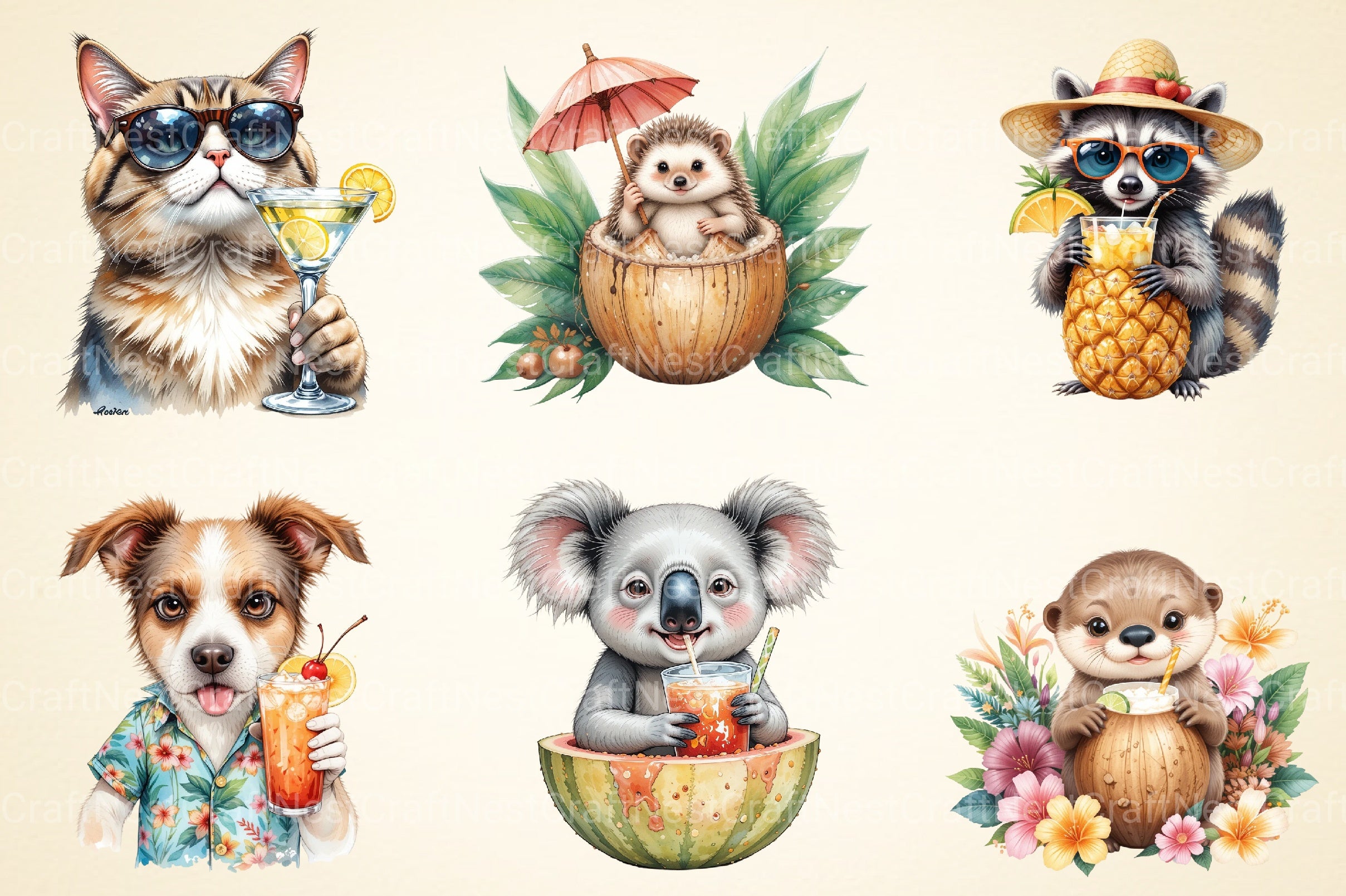Summer Animals Clipart Bundle