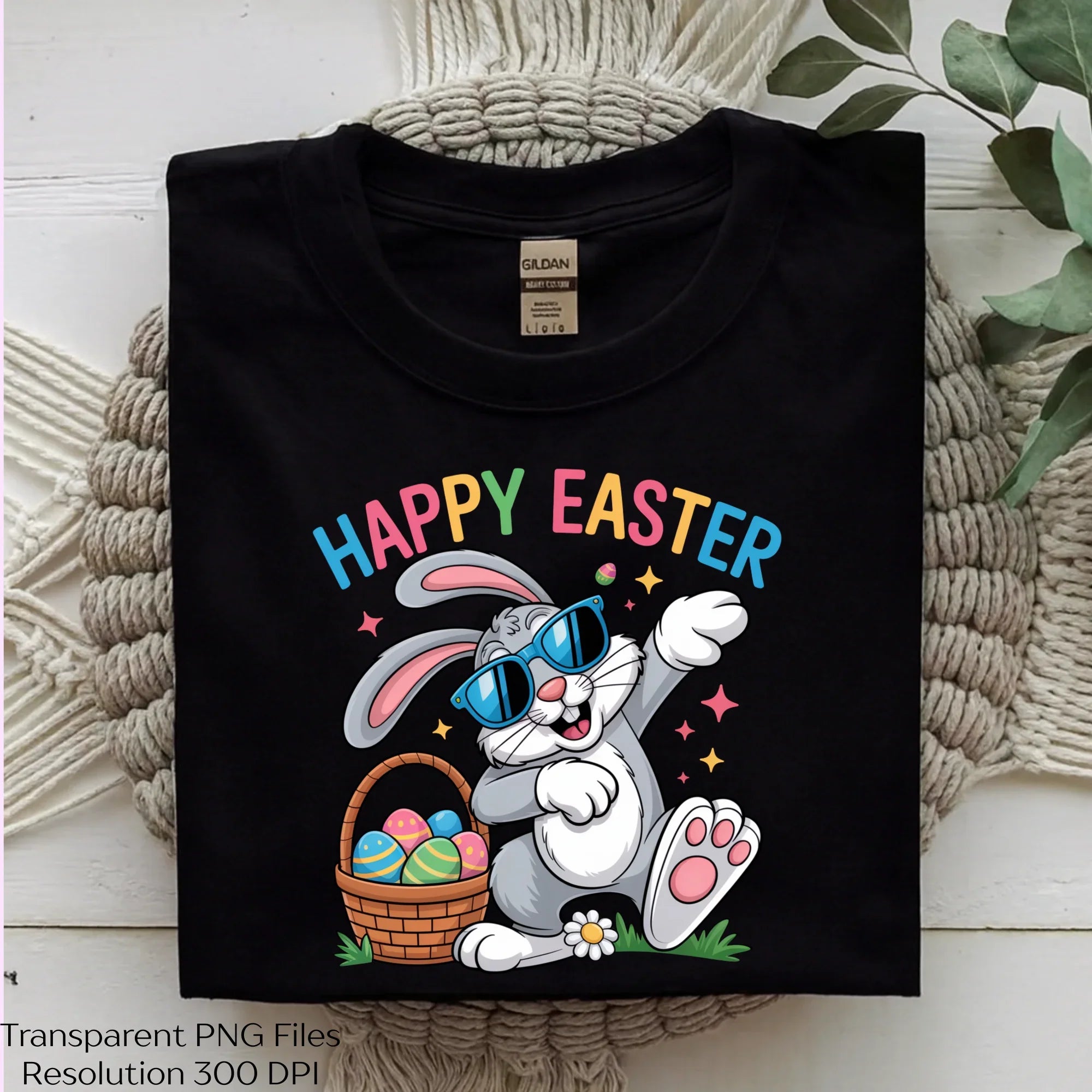 Happy Easter Cool Bunny Shirt Clipart Bundle