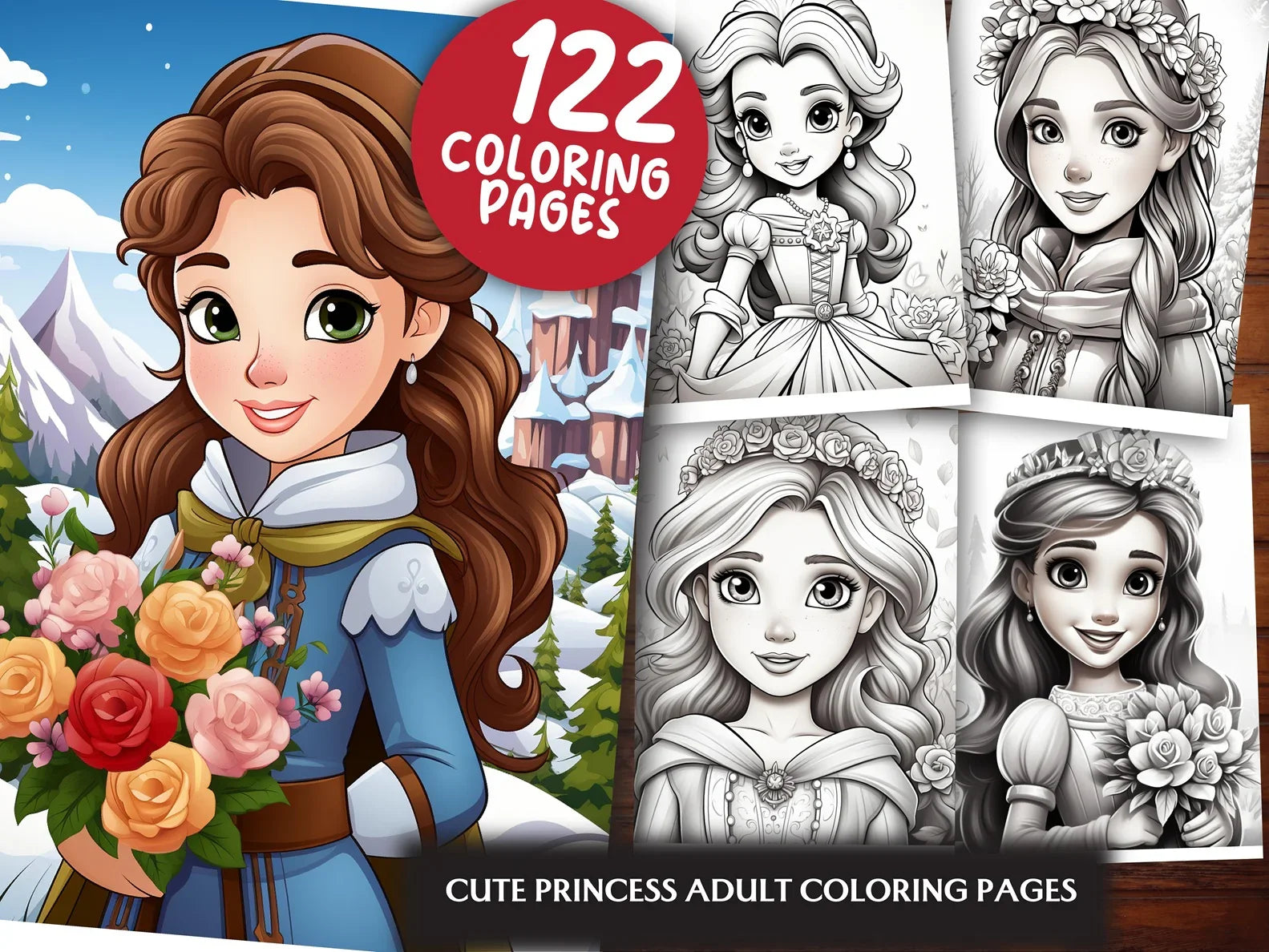 Cute Princess Adult Coloring Pages