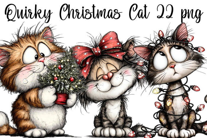 Quirky Christmas Cat Clipart Bundle
