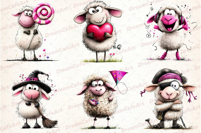 Quirky Sheep Clipart Bundle