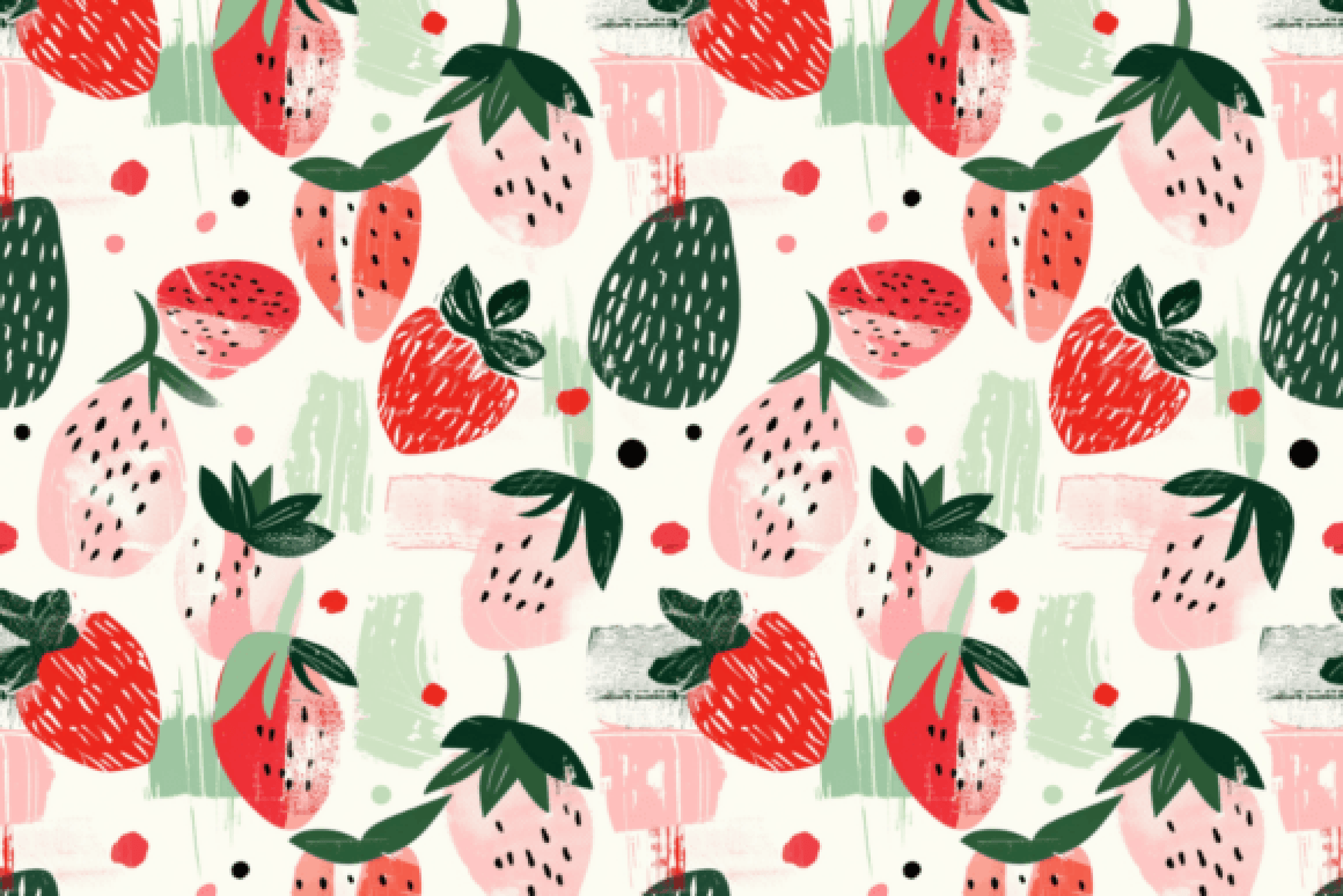 Seamless Boho Strawberry Digital Paper