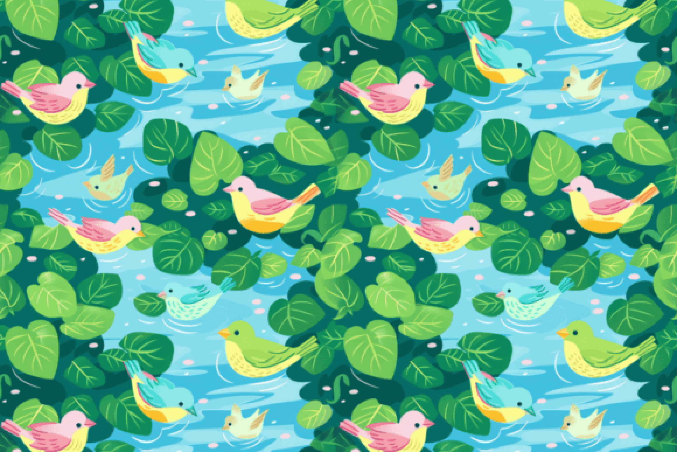 Seamless Bright Birds Digital Paper