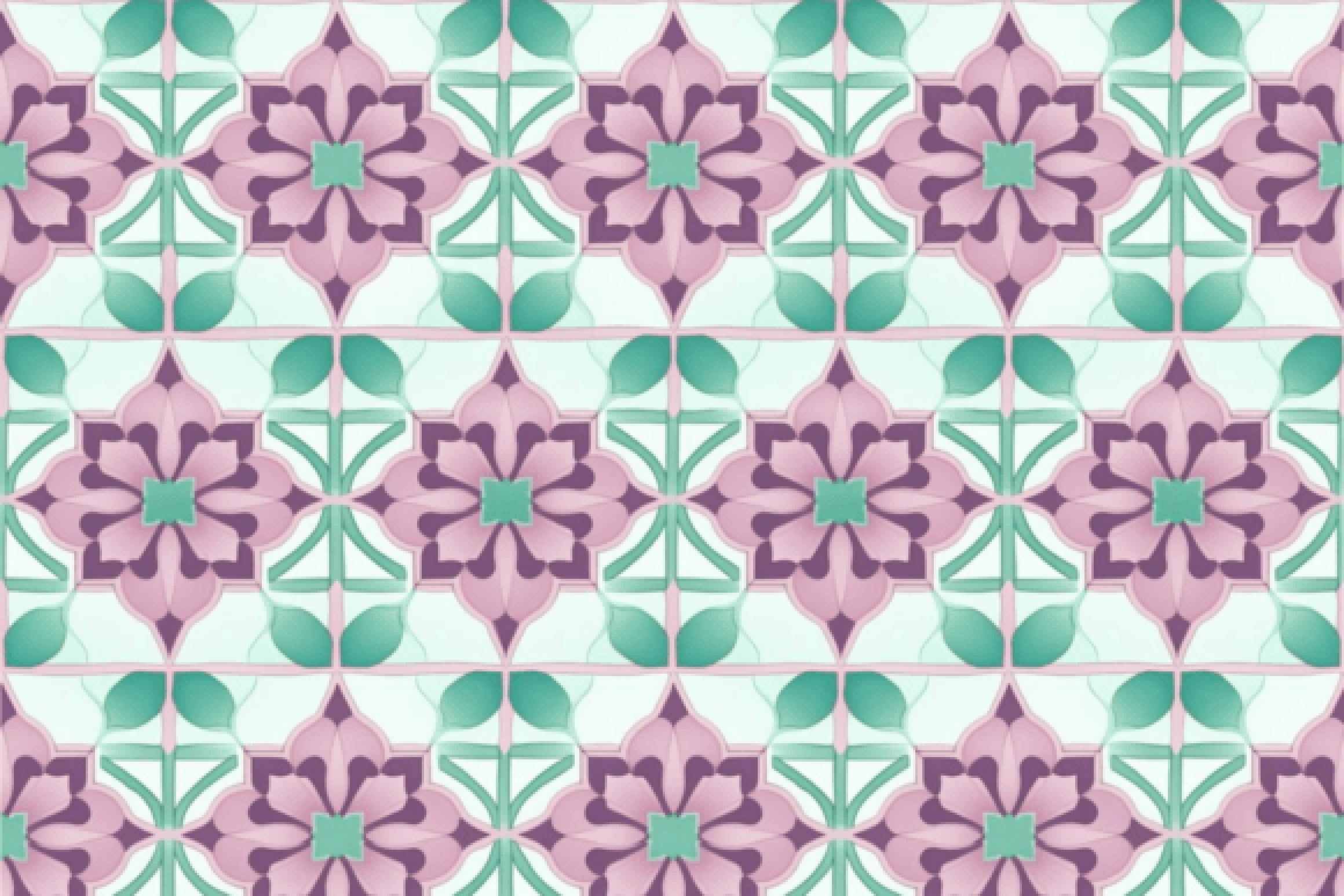 Seamless Mint Purple Moroccan Tile Design Digital Paper