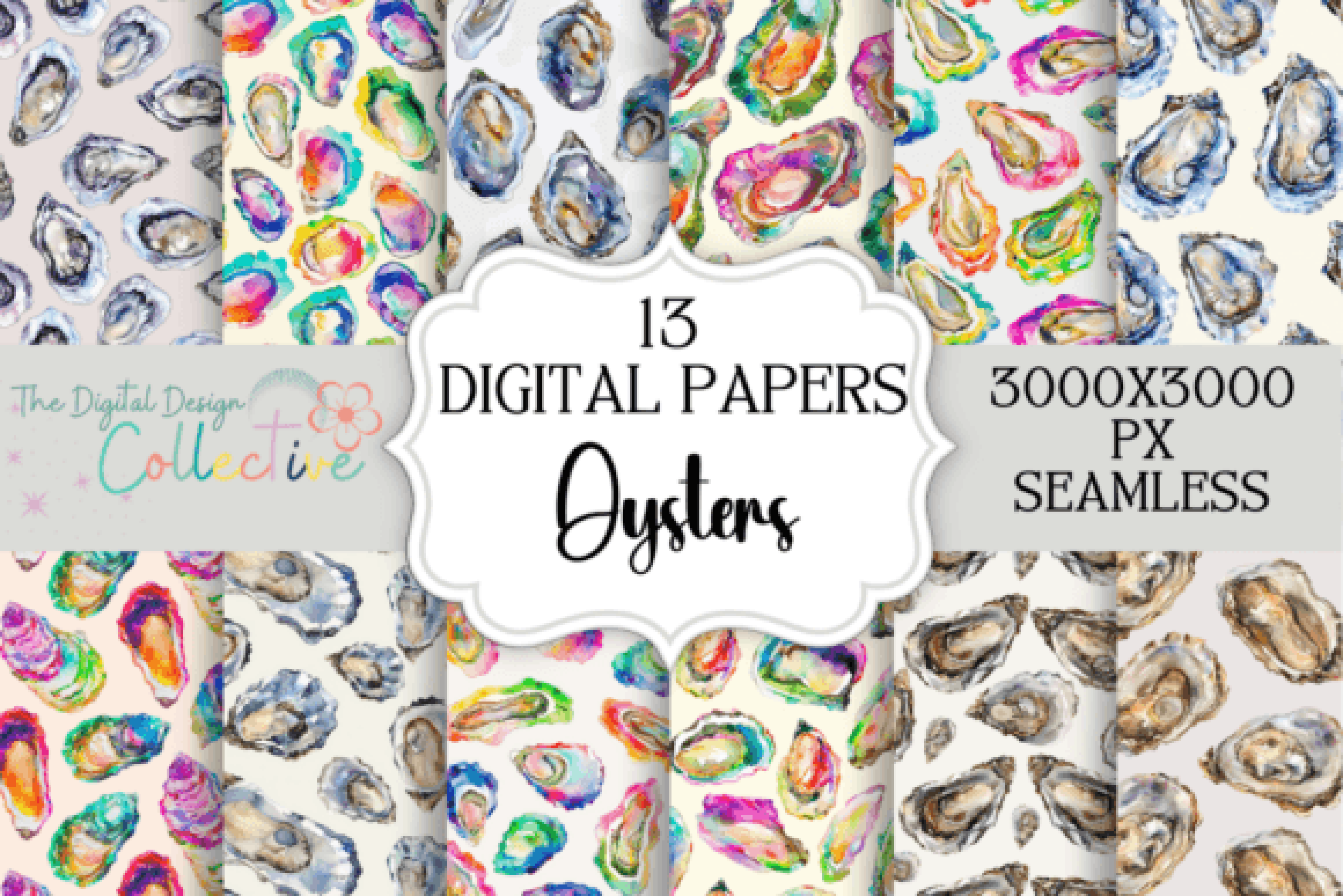 Seamless Oyster Digital Paper Pack