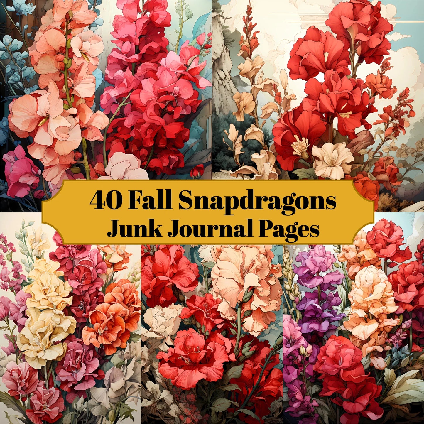 Fall Snapdragons Junk Journal Pages