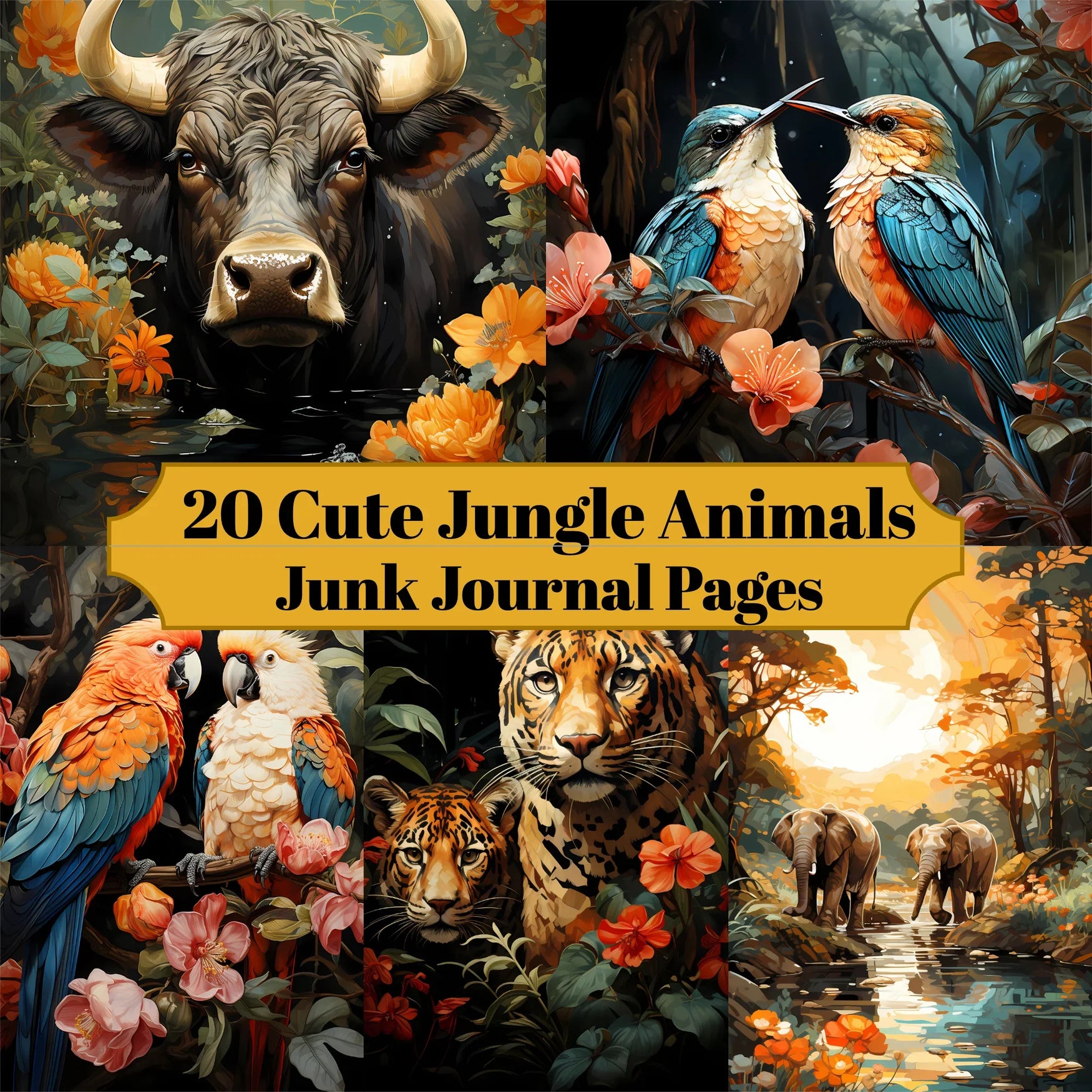 Cute Jungle Junk Journal Pages