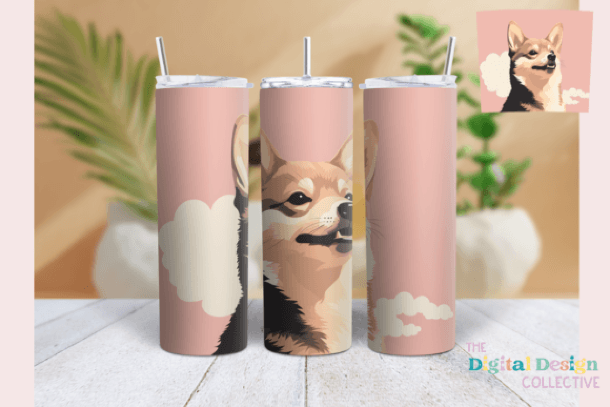 Shiba Inu Pink Skinny Tumbler Wrap Bundle