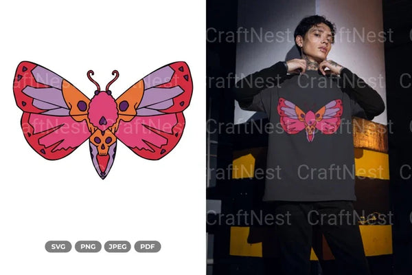 Skull Moth Colorful Beauty Clipart Bundle