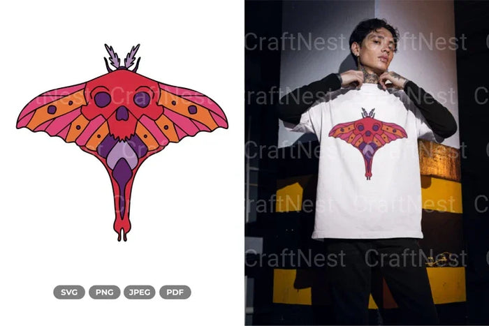 Skull Moth Colorful Beauty Clipart Bundle