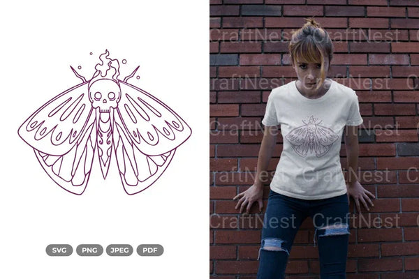 Skull Moth Hand Drawn Doodle Clipart Bundle