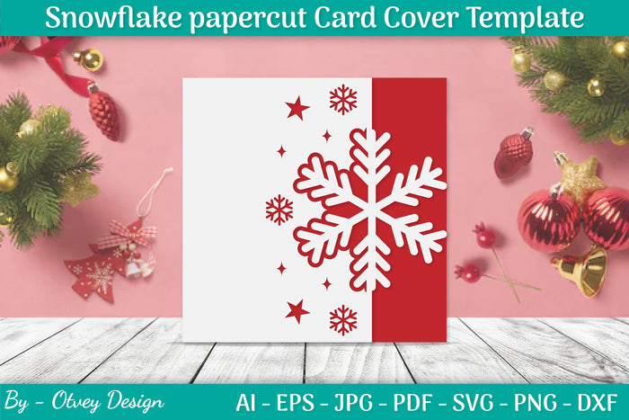 Snowflake Papercut Card Cover Template SVG Bundle