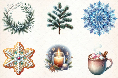Snowflakes & Winter Scenes Clipart Bundle