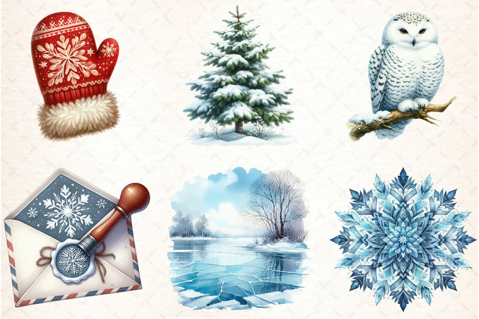 Snowflakes & Winter Scenes Clipart Bundle