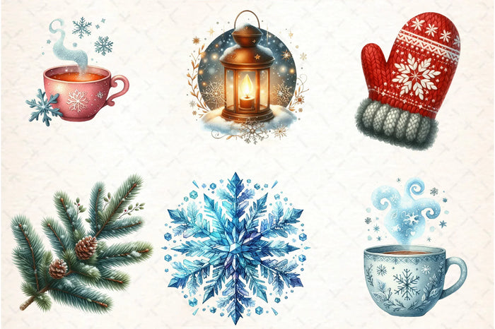 Snowflakes & Winter Scenes Clipart Bundle