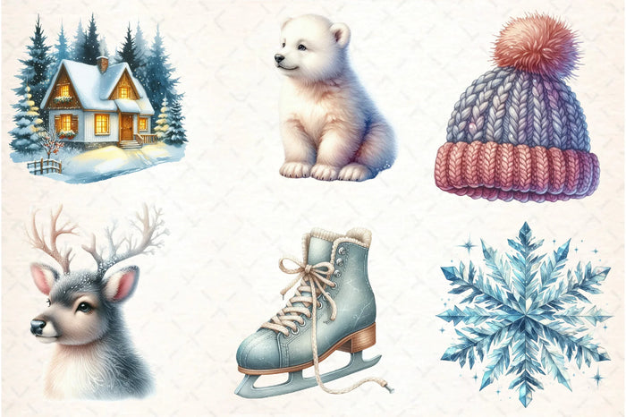 Snowflakes & Winter Scenes Clipart Bundle