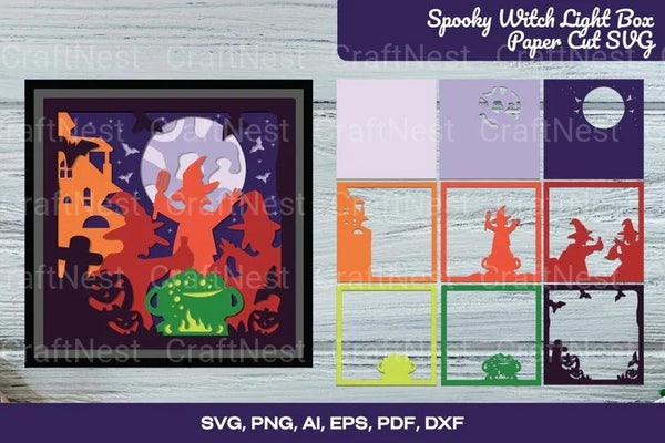 Spooky Witch Light Box Cut SVG Bundle - Clipart Bundle