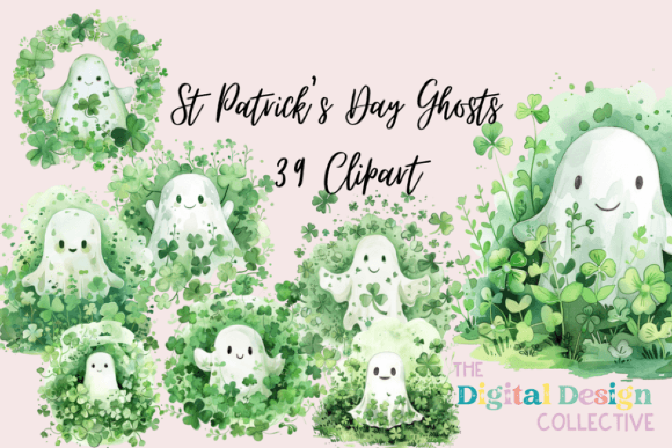 Adorable St. Patrick's Day Ghosts Clipart Bundle