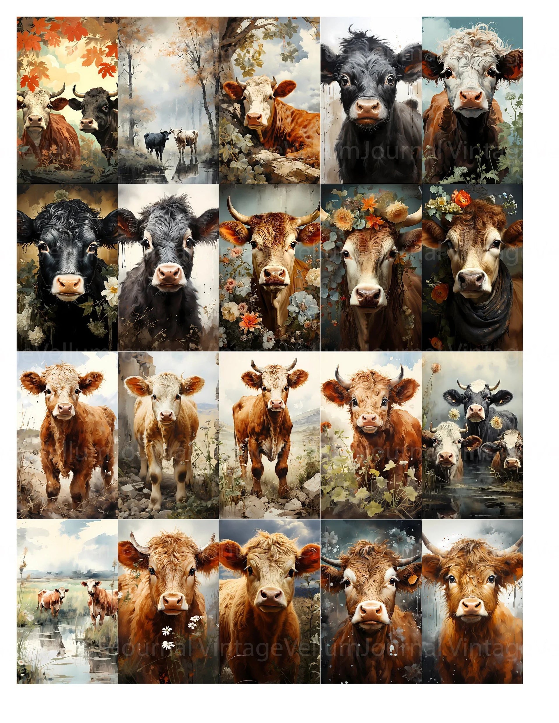 Cute Cows Junk Journal Pages