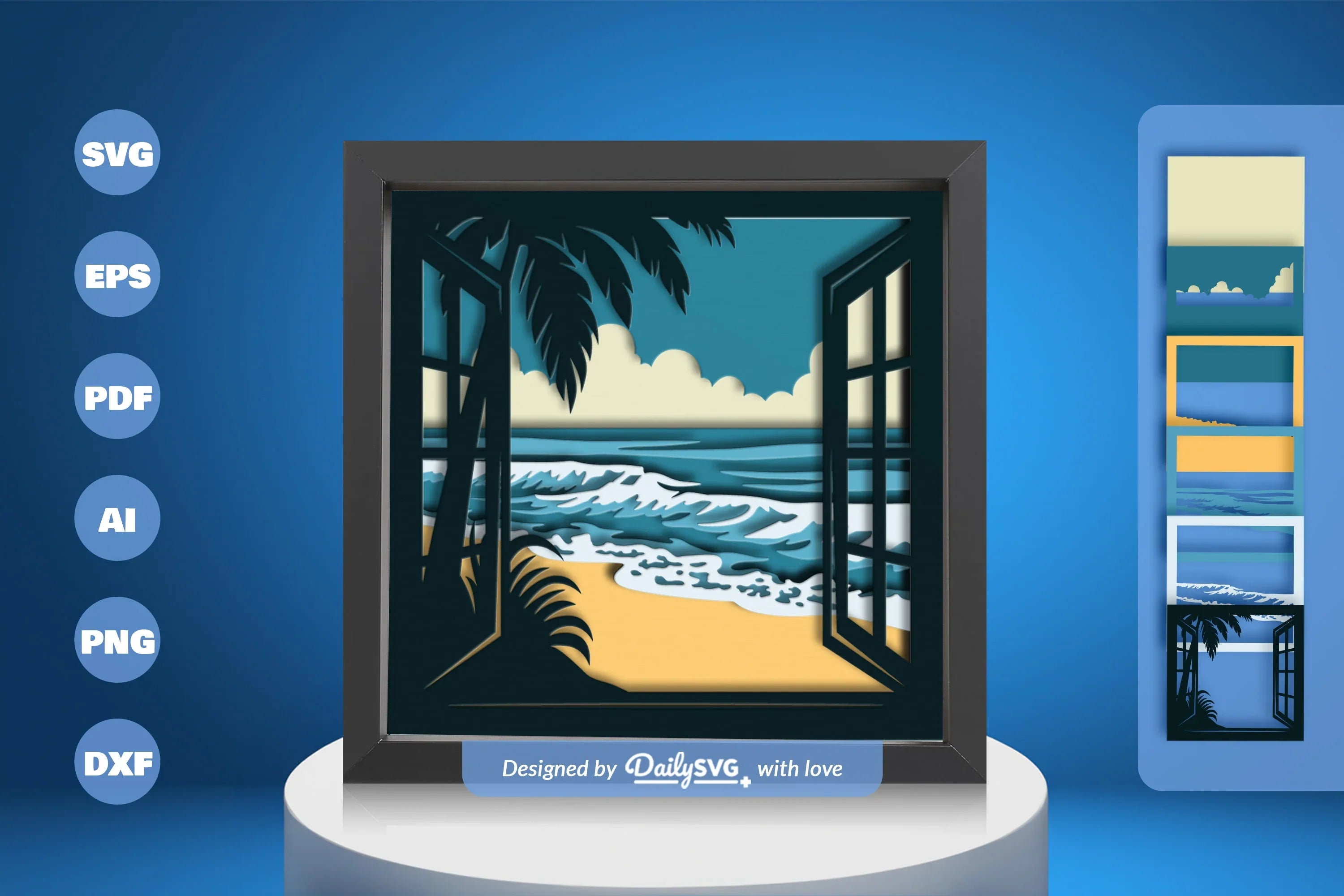 Summer Beach Window Papercut SVG Bundle