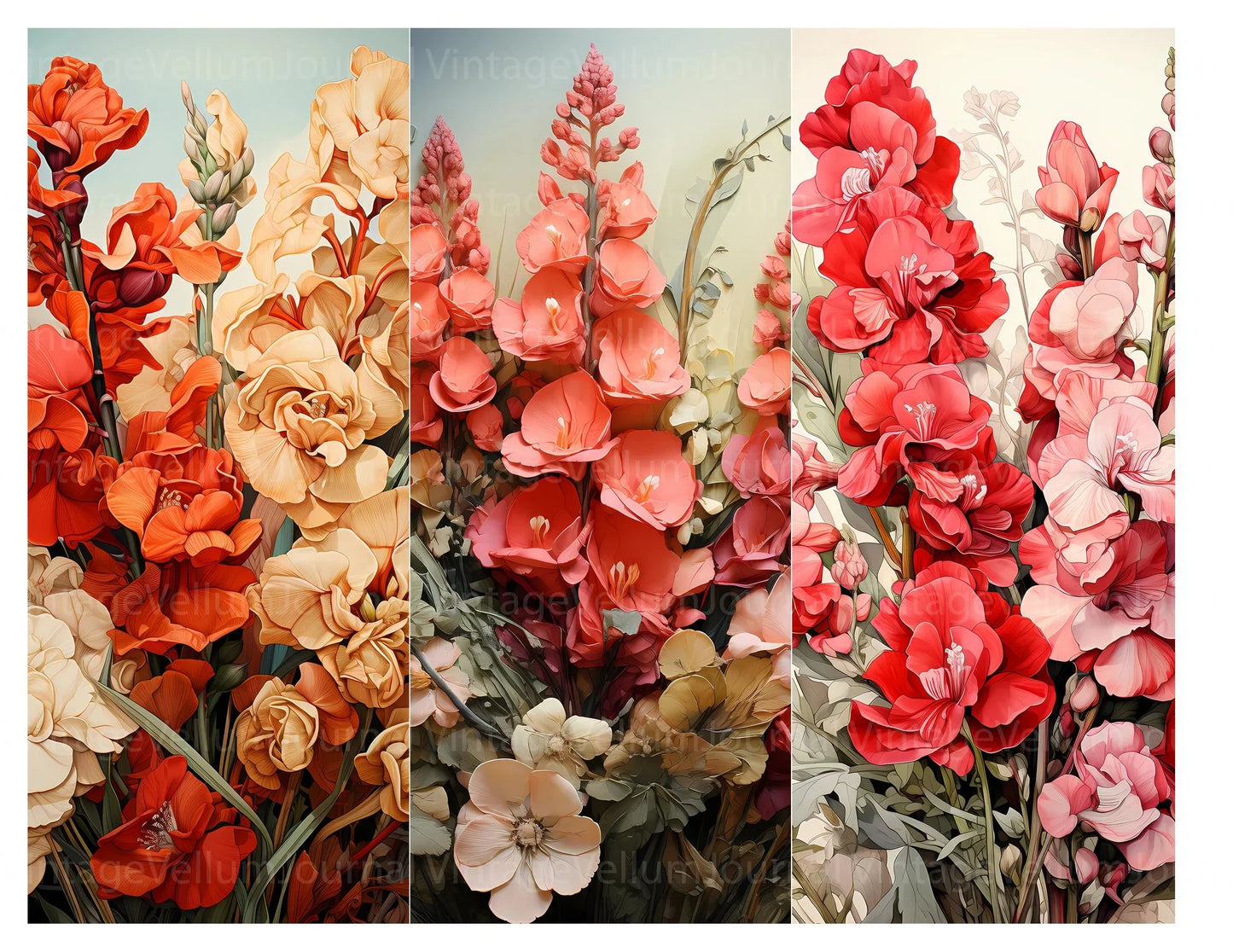 Fall Snapdragons Junk Journal Pages